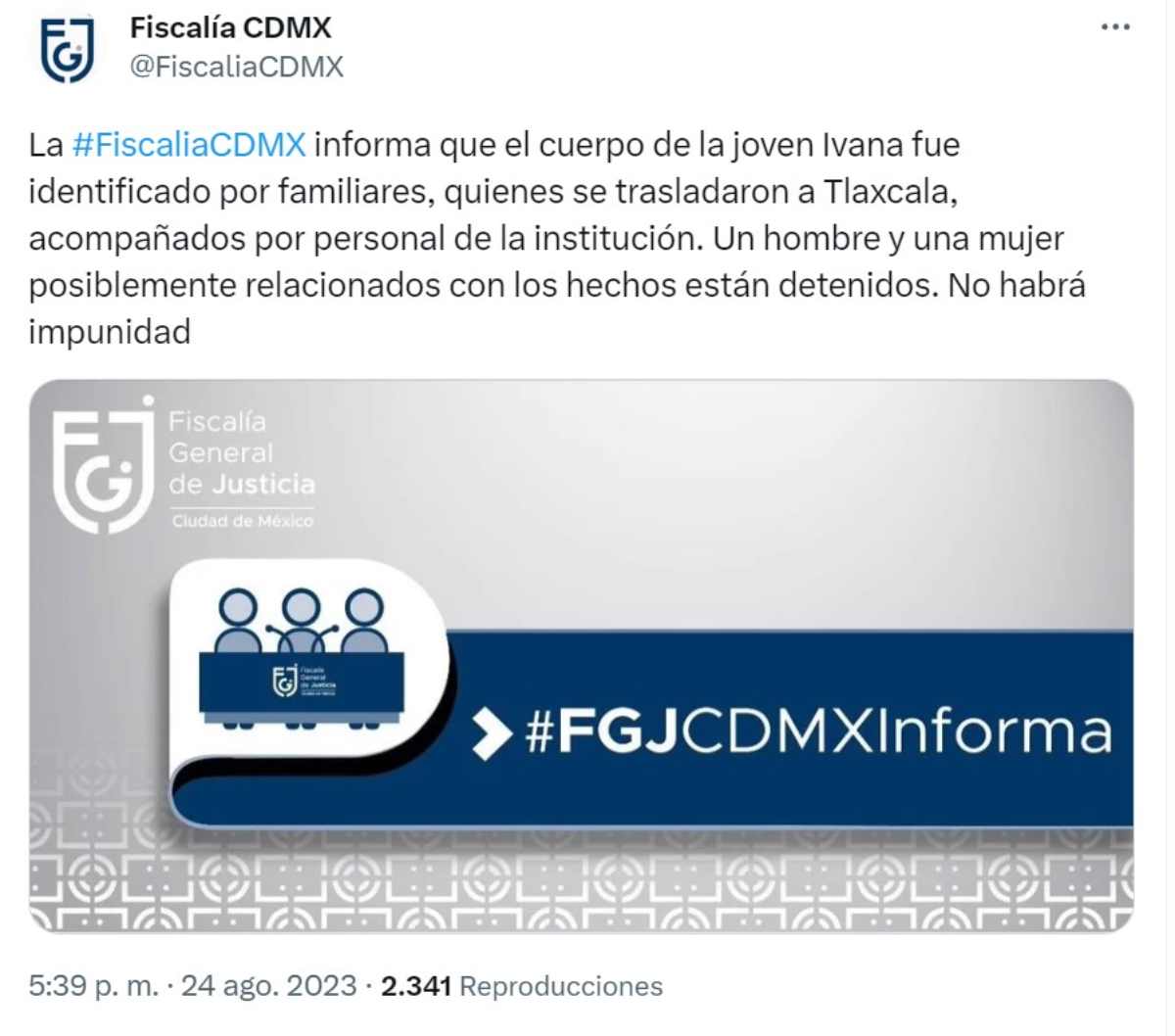 Localizan en Tlaxcala el cuerpo de Ivana Huato, joven desaparecida en CDMX; hay dos detenidos