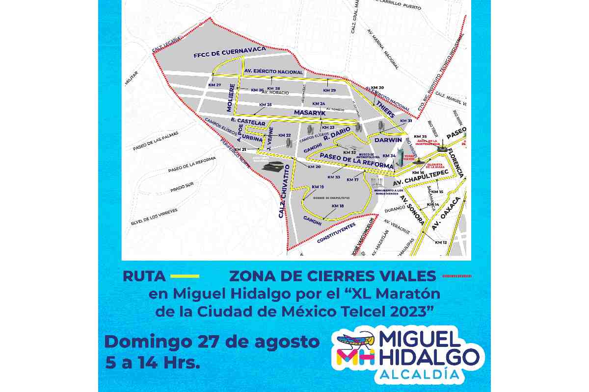 Estos son los cierres viales por Maratón CDMX 2023, horarios, ruta y más