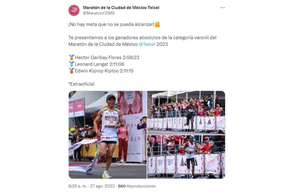 El boliviano Héctor Garibay gana el Maratón CDMX 2023 y rompe récord histórico