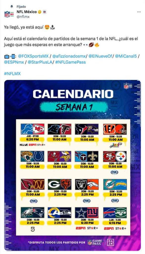 ¡Futbol americano todo el día!: Qué partidos de la NFL pasarán esta ...