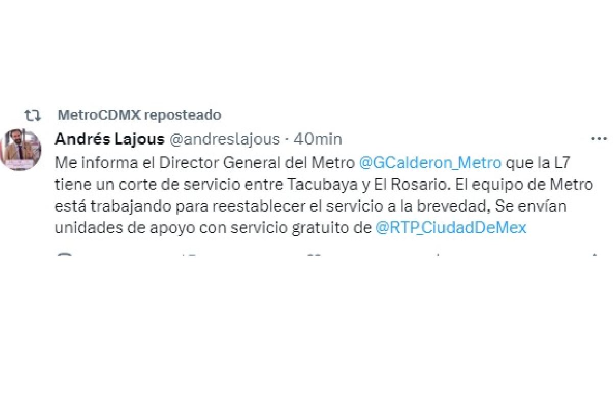 Metro CDMX: Reanudan servicio en la Línea 7