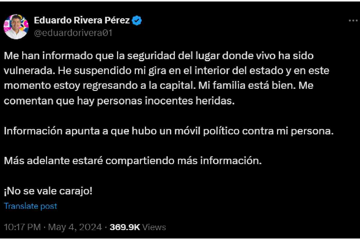 Eduardo Rivera, candidato del PAN al gobierno de Puebla, denuncia ...