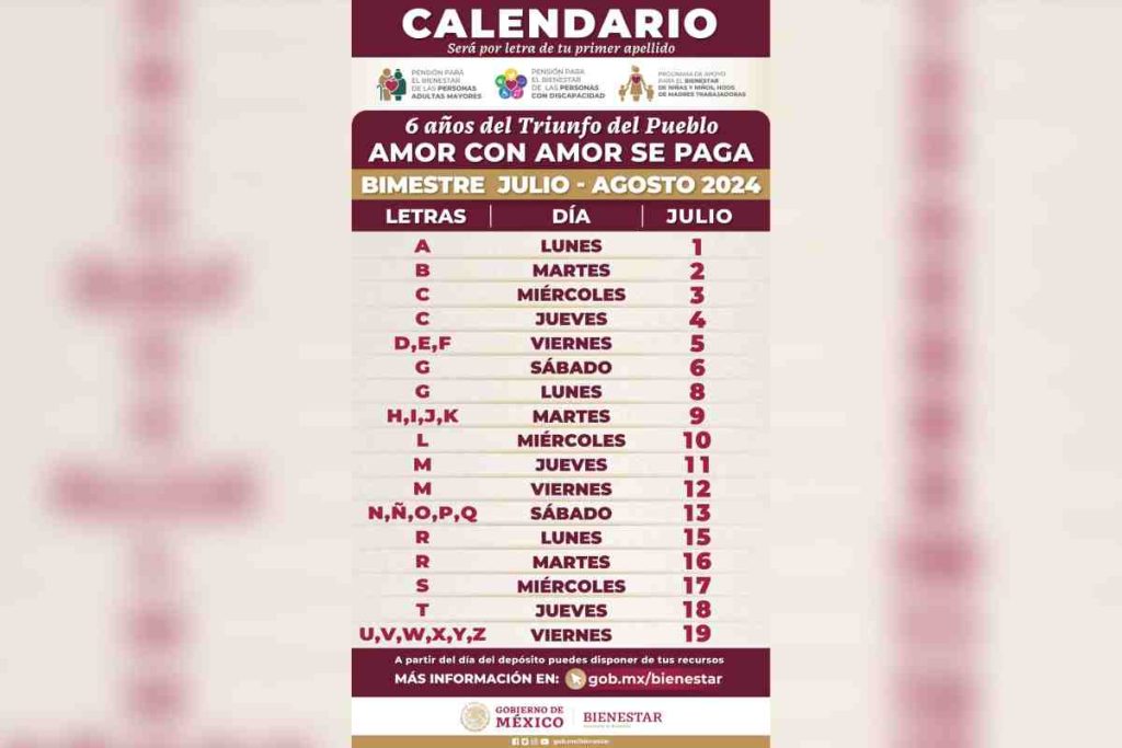 Pensión para el Bienestar: este es el calendario de pagos para el bimestre julio-agosto