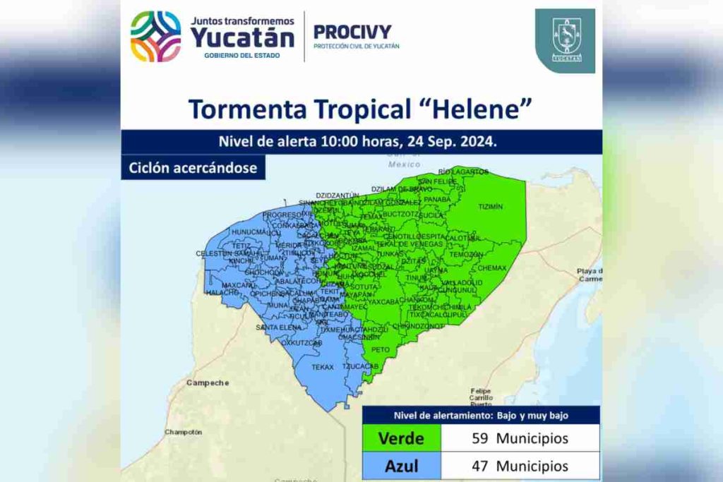 Yucatán activa alerta verde y azul por tormenta tropical Helene; se aproxima a costas de ...