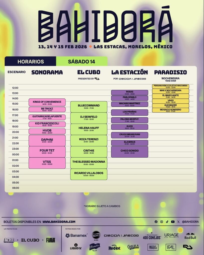 ¡Que no se te vaya ninguno! Bahidorá anuncia sus horarios